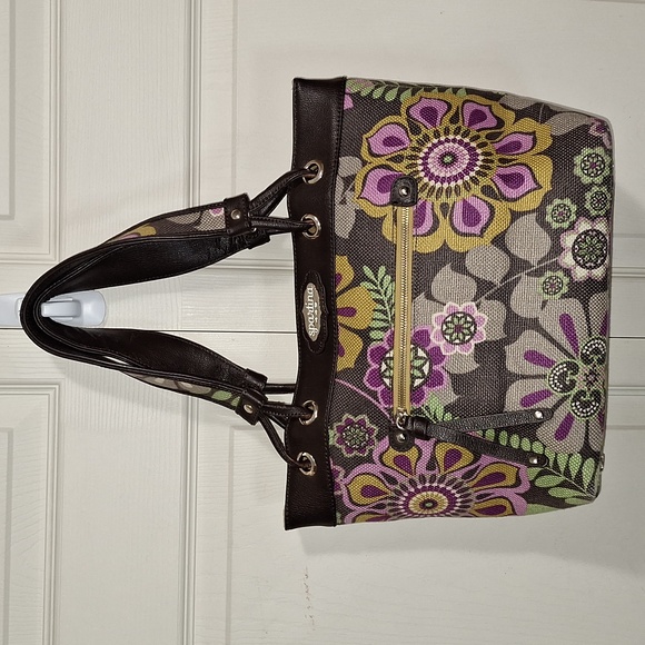 Spartina 449 | Bags | Spartina Linen And Leather Large Handbag Purse ...